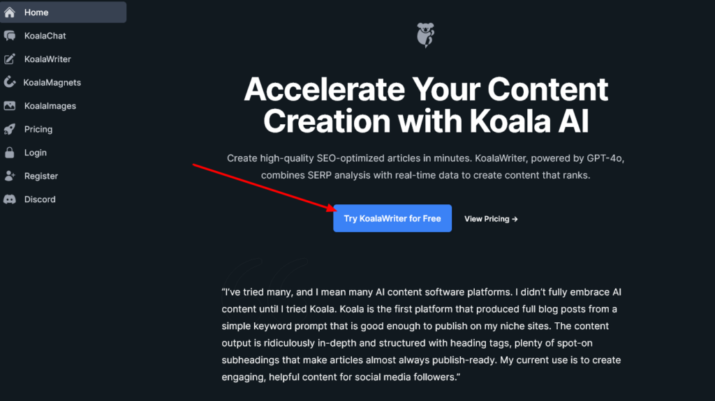Koala AI Review – Content Generation and More - Fritz ai