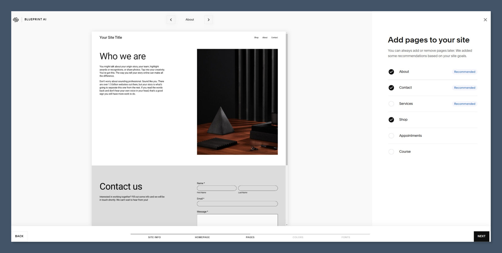 Squarespace Blueprint AI: Easy AI Website Design - Fritz ai